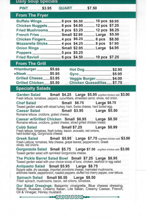 Breakfast/ Lunch Menu – Pickle Barrel